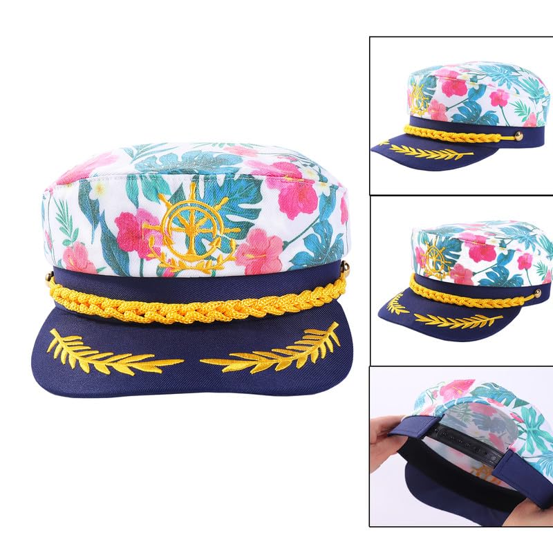 YCHRLSO Captain Hats - Pink Flower Yacht Hat Adjustable Sailor Hat Costume Cap for Men Women