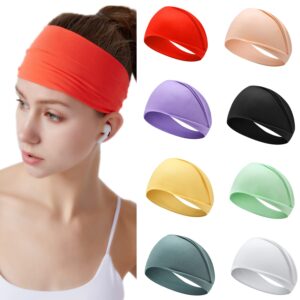 8-pack headbands for women wide hair band non-slip head bands for sport yoga, running fitness.