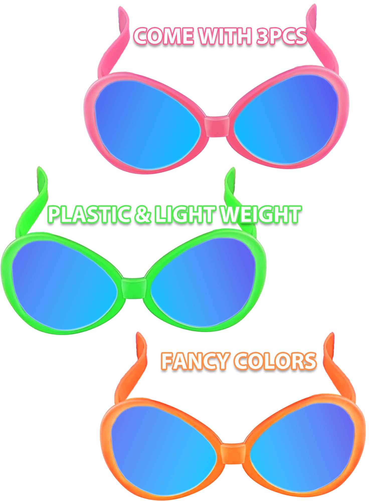 CiviLight 3 Pairs Jumbo Sunglasses Novetly Giant Sunglasses Swim Party Favors Halloween Novelty Glasses for Summer Beach (Orange Pink Green), OVER SIZE