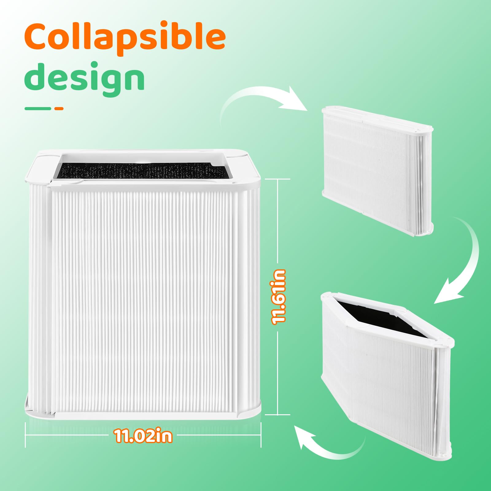 2 Pack 211+ Replacement Filter Compatible with Blueair Blue Pure 211+ Air Cleaner Purifier, Foldable Particle and Activated Carbon Replacement Filter