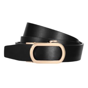 suosdey women leather ratchet belt for jeans pants with gold automatic sliding buckle,ladies dress belt,width 1.2",black