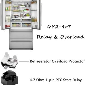 QP2-4.7Starter Relay and Overload 1 Pin Refrigerator Starter Relay and 6750C-0005P Refrigerator Overload Protector（2 Pieces in Total）Mini Refrigerator Parts Compatible with LG Refrigerator Compressor