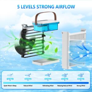 Portable Air Conditioners, Personal Mini Air Cooler Cooling Fan with 5 Wind Speeds, 680ml Evaporative Air Conditioner, 7 LED Light, 2 Cool Mist Air Conditioners Humidifier Fan for Room Bedroom Office