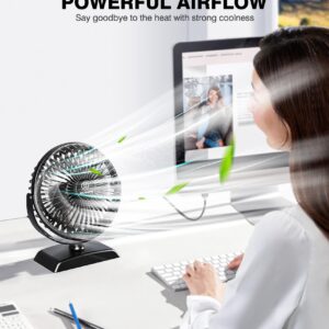 JZCreater USB Desk Fan, USB Fan Mini, 360 Rotation Desktop Fan with 3 Speed, Table Personal Cooling Fan, Quiet Mini Desk Fan, USB Powered, Small Fan for Home Office Bedroom Car Travel, Black