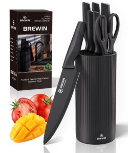 knife set, brewin kitchen knife set, knives set for kitchen, universal knife block, utility knife block set, kitchen essentials, new home essentials, apartment essentials, dishwasher safe, all black