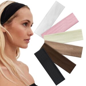 bmobuo headbands 6pcs, hair bands for women's hair: soft cloth fabric, non-slip, yoga, gym, white, black, beige, pink, khaki, brown, deep brown headbands