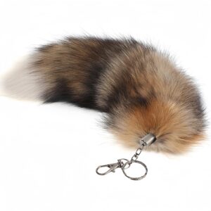 iivos fluffy therian fox tail keychain - soft fur, realistic colors, durable, perfect for cosplay, renaissance fairs (1, sun fox)