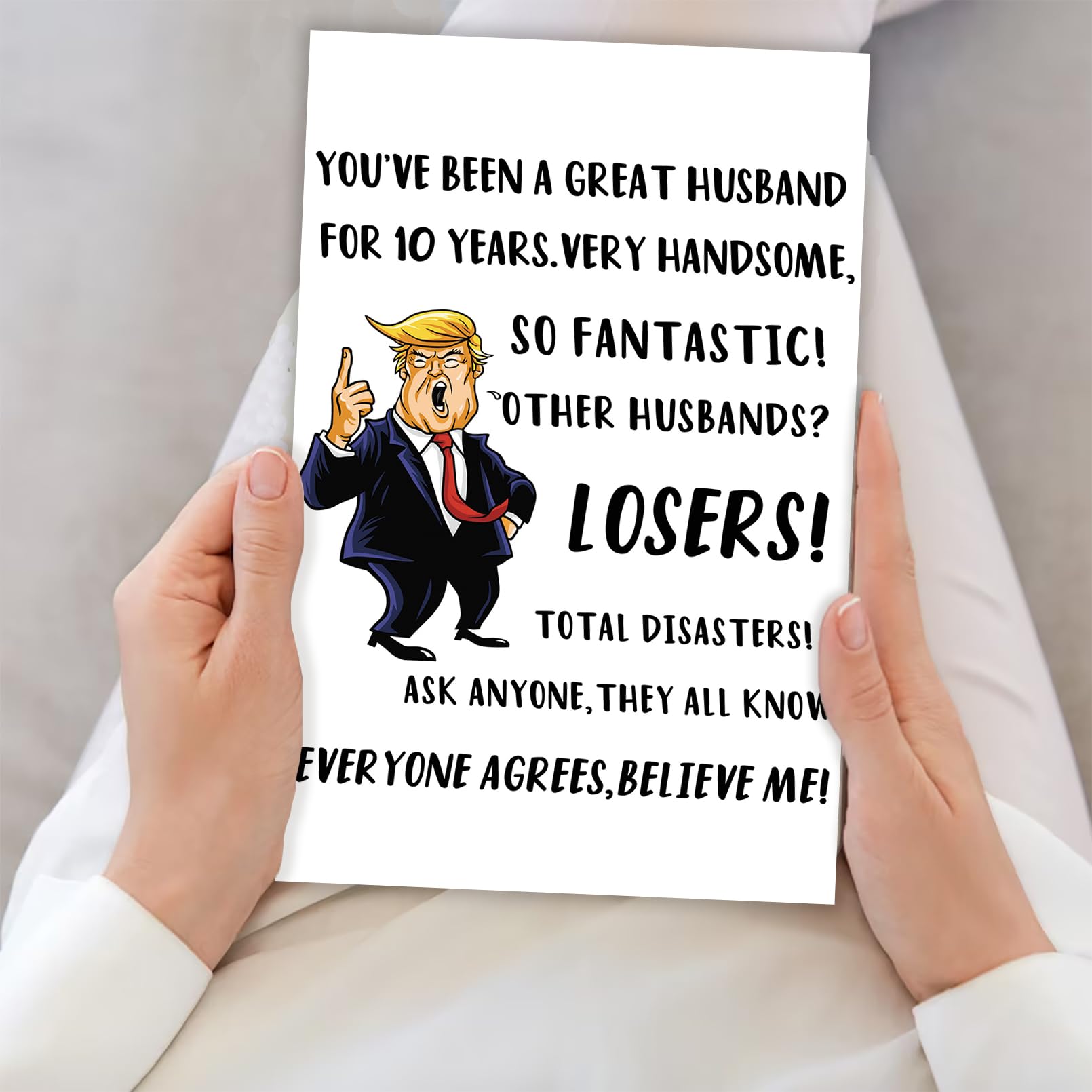 BENNLOOS Romantic 10th Anniversary Card for Husband, Funny 10 Year Anniversary Cards Gifts for Husband, Humorous Trump Tenth Anniversary Card for Him, You've Been A Great Husband for 10 Years