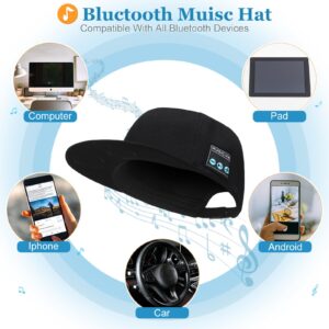 Skicuff 2 Pcs Adjustable Wireless Speaker Hat Smart Speakerphone Cap for Men Women Music Outdoor Gifts(Black)