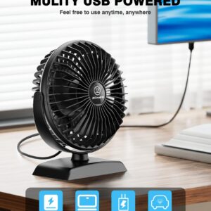 JZCreater USB Desk Fan, USB Fan Mini, 360 Rotation Desktop Fan with 3 Speed, Table Personal Cooling Fan, Quiet Mini Desk Fan, USB Powered, Small Fan for Home Office Bedroom Car Travel, Black