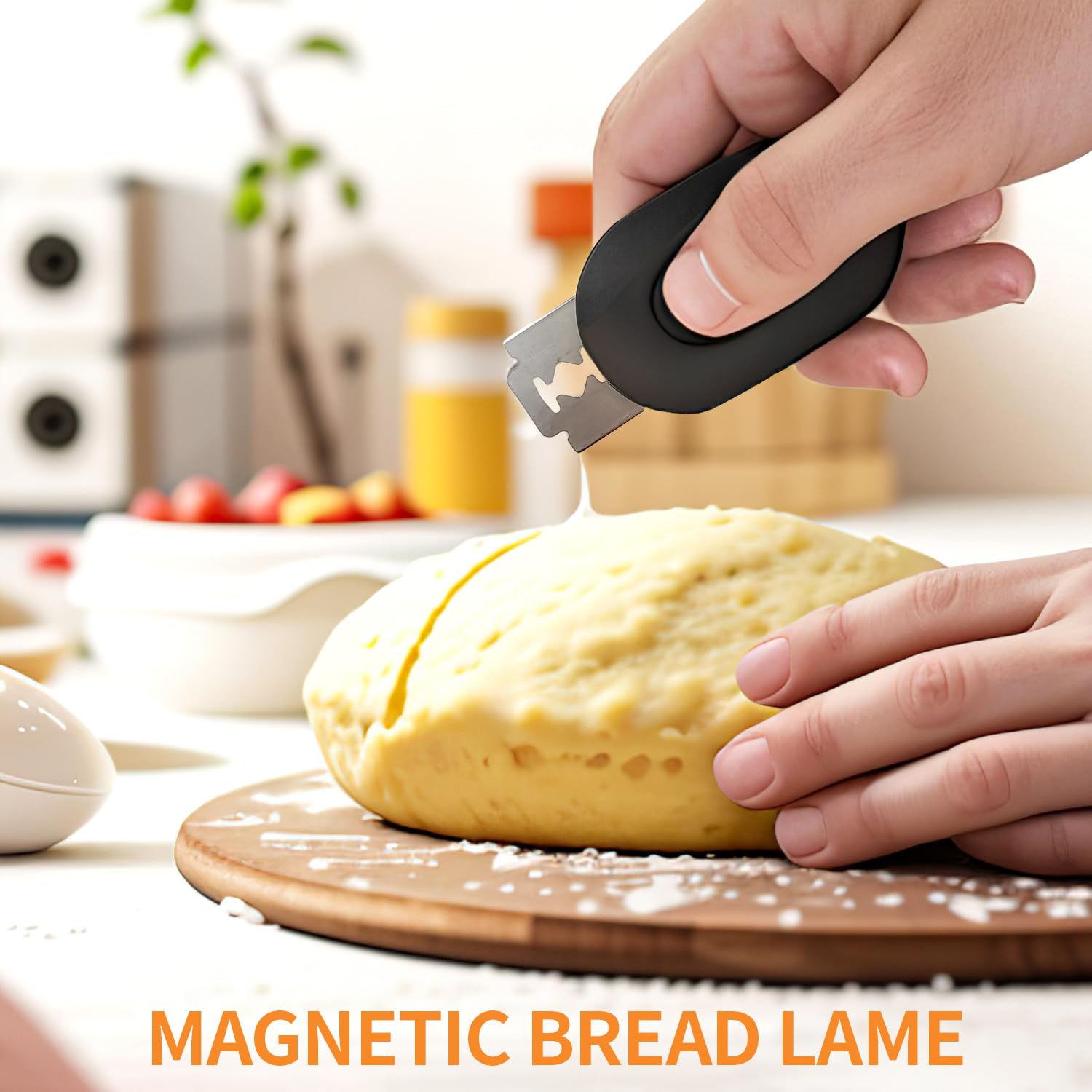 Magnetic Bread Lam Dough Scoring Tool, Bread Lame Slashing Tool with 15 Razor Blades, Professional Bread Lame for Dough Scoring Knife, Sourdough Bread Baking&Bread Making Tools (Black)