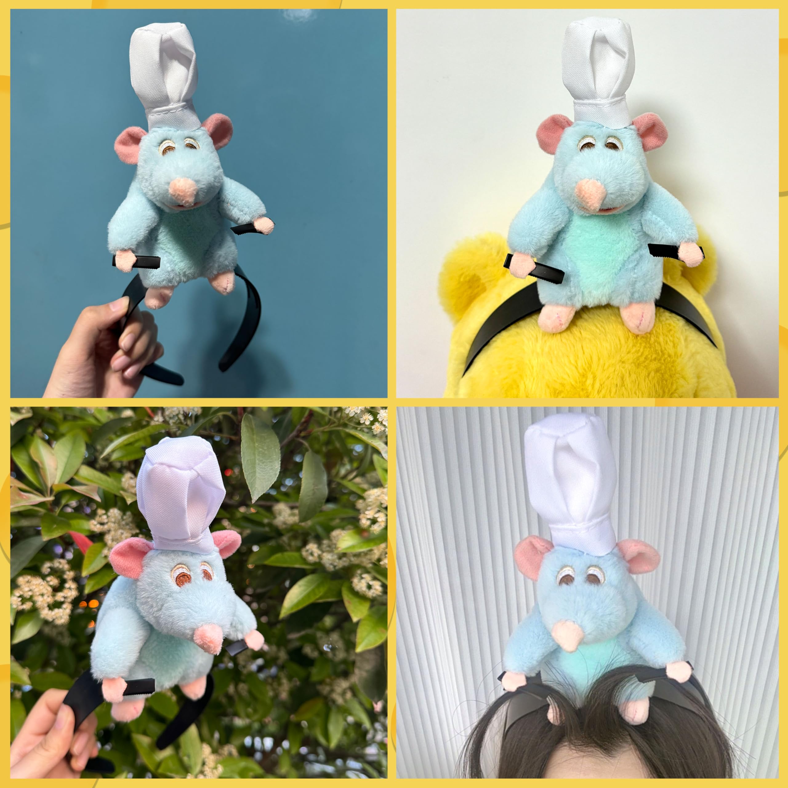 Beeadore Rat Headband Clip Grabs Hair Rat Plush Toy Mouse Ears Stuffed Animal Costume Props Funny for Adults