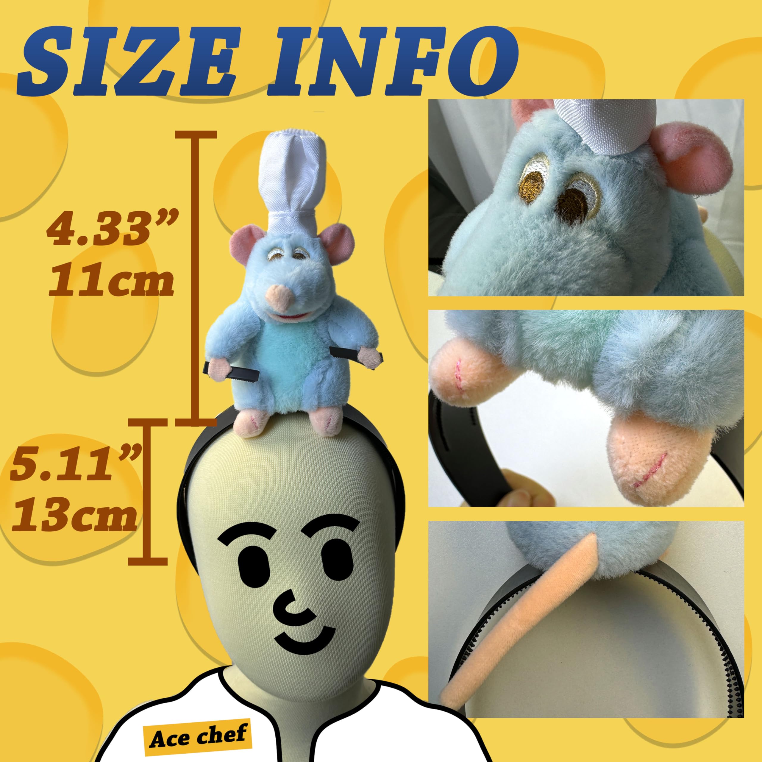 Beeadore Rat Headband Clip Grabs Hair Rat Plush Toy Mouse Ears Stuffed Animal Costume Props Funny for Adults