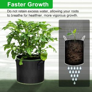 MEKOLIFE Grow Bags 6 Pcs - 5 Gallon Grow Bags with Durable Handles, Thickened Nonwoven Grow Bag to Grow Vegetables, Grow Bags 5 Gallon for Outdoor Fruits Flowers Potato Tomato Planting