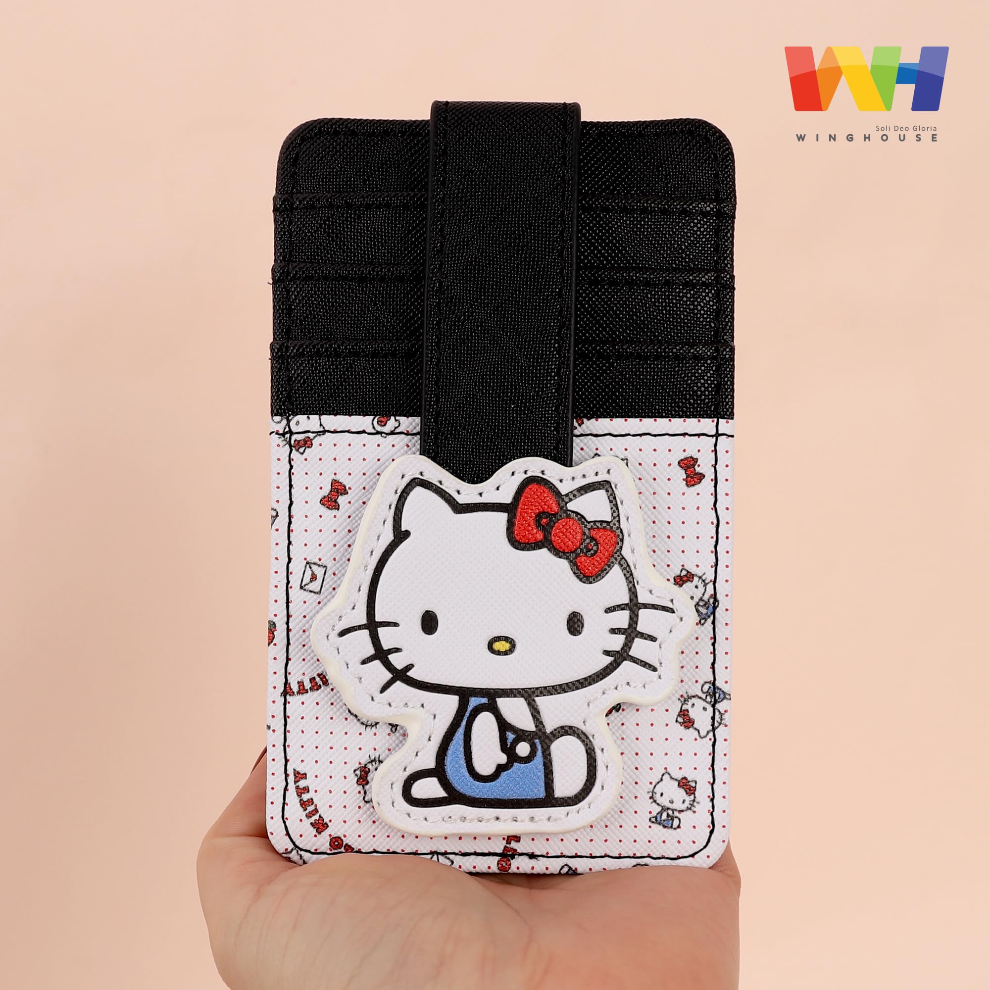 WINGHOUSE Hello Cat Kawaii Kitty RFID Safe Blocking Women's Slim Minimalist Card Holder Wallet Travel Gifts Essentials