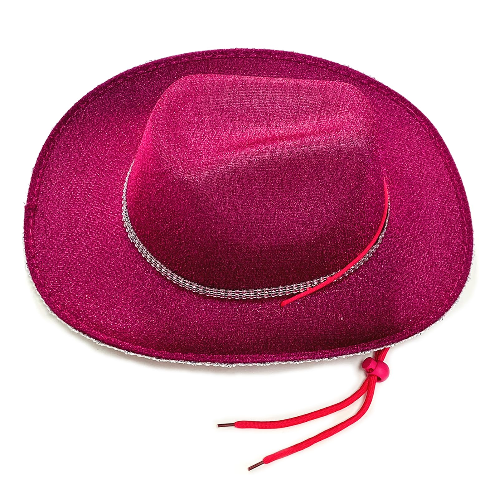 Cowboy Hat Pink Cowgirl Hat with Sequins & Tiara Crown for Women Rodeo Party Hats with Heart Glasses (Felt, Hot Pink)