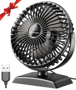 jzcreater usb desk fan, usb fan mini, 360 rotation desktop fan with 3 speed, table personal cooling fan, quiet mini desk fan, usb powered, small fan for home office bedroom car travel, black