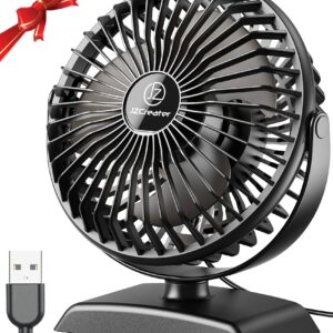 JZCreater USB Desk Fan, USB Fan Mini, 360 Rotation Desktop Fan with 3 Speed, Table Personal Cooling Fan, Quiet Mini Desk Fan, USB Powered, Small Fan for Home Office Bedroom Car Travel, Black