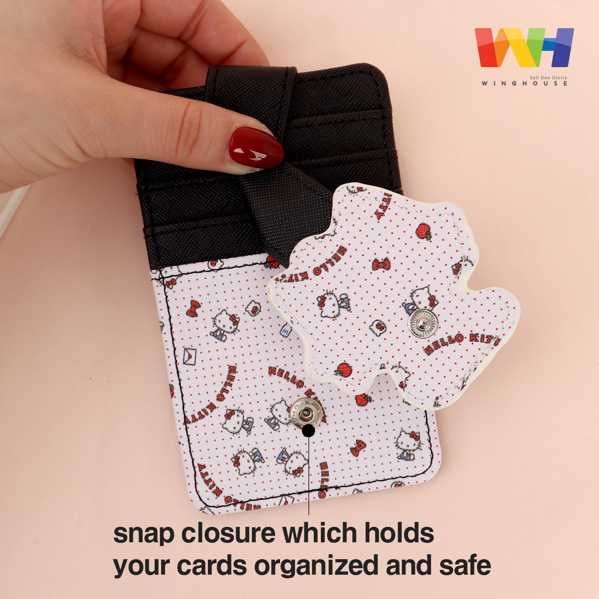 WINGHOUSE Hello Cat Kawaii Kitty RFID Safe Blocking Women's Slim Minimalist Card Holder Wallet Travel Gifts Essentials