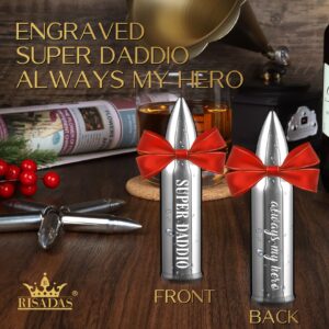 Fathers Day Dad Gifts - Gifts for Dad, Fathers Day Present Ideas - “Super Daddio” Dad Birthday Gift, Dad Gifts from Daughter, Son - Whiskey Stones Gifts for Dad Papa, Fathers Gifts