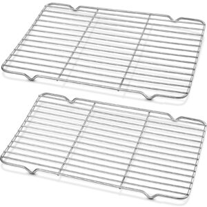 decymis cooling rack and baking rack with stainless steel, 2 - pack heavy duty cooling racks for cooking and baking, sturdy cookie cooling rack 13.5 x 9.4inches, easy to clean oven & dishwasher safe