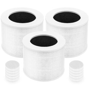 3 pack core mini replacement filter compatible with levoit core mini air purifier, core mini-p 3-in-1 h13 true hepa air filter, core mini-rf filter with 10 pack aroma pads, white