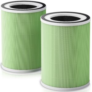 2 pack h13 true hepa pet filter replacement compatible with afloia kilo, kiloplus, kilopro, miro,miro pro and morento mr-kilo air purifier, 360° 4 stage filtration, green