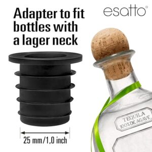 Esatto Liquor Pourer Adapters - 6 Pieces Set, Perfect for Large Olive Oil Bottles and Liquor Bottles - Up to 1 Inch/25mm Neck Converts Any Spout into a Large Pour Spout