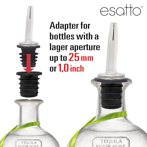 Esatto Liquor Pourer Adapters - 6 Pieces Set, Perfect for Large Olive Oil Bottles and Liquor Bottles - Up to 1 Inch/25mm Neck Converts Any Spout into a Large Pour Spout