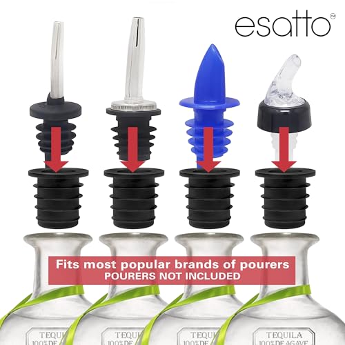 Esatto Liquor Pourer Adapters - 6 Pieces Set, Perfect for Large Olive Oil Bottles and Liquor Bottles - Up to 1 Inch/25mm Neck Converts Any Spout into a Large Pour Spout