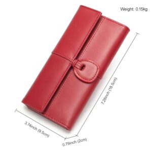 Aoyom Wallet Women Genuine Leather Billfolds for Ladies Card Wallets Slim Wallet for Women(red)