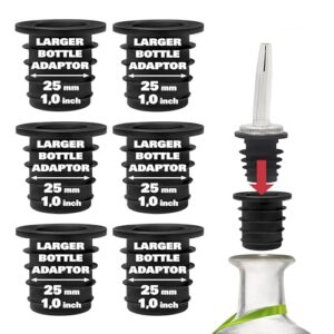 esatto liquor pourer adapters - 6 pieces set, perfect for large olive oil bottles and liquor bottles - up to 1 inch/25mm neck converts any spout into a large pour spout