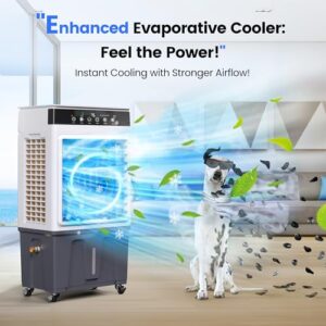 Evaporative Air Cooler, 3500CFM 3-in-1 Swamp Cooler with 7.5Gal Water Tank, 120° Oscillation, 3 Speeds 3 Modes, 4 Ice Packs, 12H Timer, Remote, Portable Air Conditioner for Room, Home & Office