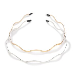 Metal Headbands for Women - Trendy & Cute Gold and Silver Designer Hair Accessories: Elastic Hair Bands for Teens & Women (2PCS)