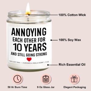 Younift 10 Years Candle, 10 Year Anniversary, Gifts for Wife, Husband, 10th Anniversary, Gifts for Him, Her, 10 Year Wedding Anniversary, Gifts for Couples, Funny Gifts, 10 Year Tin Anniversary