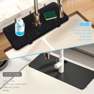 SXhyf Kitchen Sink Splash Guard, Sink Protectors for Kitchen Sink, Faucet Mat for Kitchen Sink, Faucet Drain Pad, Kitchen Gadgets for Kitchen, Rv and Bathroom, 14” x 5.7”(Black)