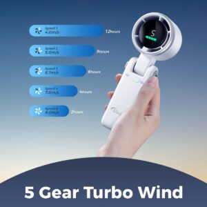 Diveblues Portable Handheld Turbo Fan, 5 Gear Wind, Battery Operated, Up to 12 Working Hours, 3 IN 1 Hand Fan with Air Turbo Tech Cooling Fan for Outdoor Activities, Travel, Working