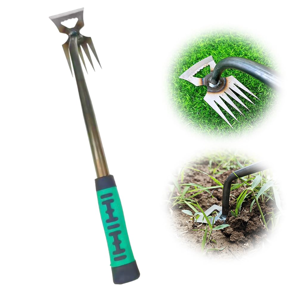 Gardening Hand Weeder Tools, 2024 New Weeding Artifact Uprooting Weeding Tool, Durable Manganese Steel Hand Weeder Tool, Manual Multifunctional Weeders Gardening Tools for Yard and Garden (5 Tines)