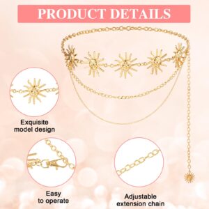 Andibro Cool Sun Multilayer Waist Chain Belt, Metal Sun Pendant Waist Belt Skinny Belts for Jean Pants Dress(gold sun)