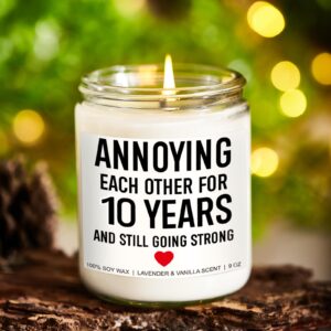 Younift 10 Years Candle, 10 Year Anniversary, Gifts for Wife, Husband, 10th Anniversary, Gifts for Him, Her, 10 Year Wedding Anniversary, Gifts for Couples, Funny Gifts, 10 Year Tin Anniversary