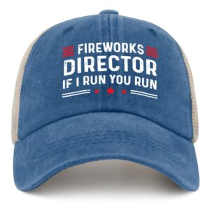 beixbe fireworks director if i run you run trucker hat women trendy mesh hat for summer lake blue