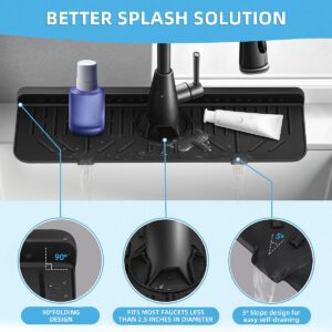 SXhyf Kitchen Sink Splash Guard, Sink Protectors for Kitchen Sink, Faucet Mat for Kitchen Sink, Faucet Drain Pad, Kitchen Gadgets for Kitchen, Rv and Bathroom, 14” x 5.7”(Black)