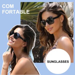 ViewJoy Womens Sunglasses Polarized Fashion Designer Square Oversized Classic Trendy Sunglasses Black Frame