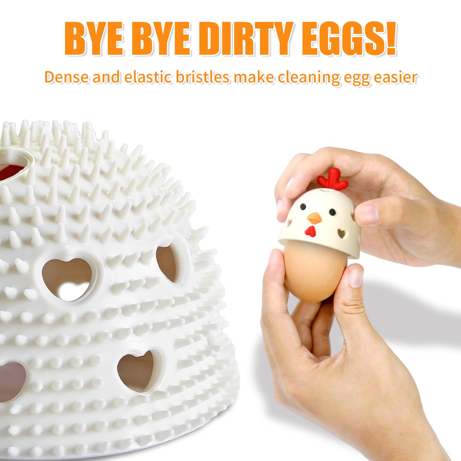 Shcsdr Egg Washer for Fresh Eggs Silicone Egg Brush Egg Scrubber Multipurpose Vegetable and Fruit Cleaning Tool Reusable Egg Cleaning Brush for Egg Cleaner (White 1Pack)