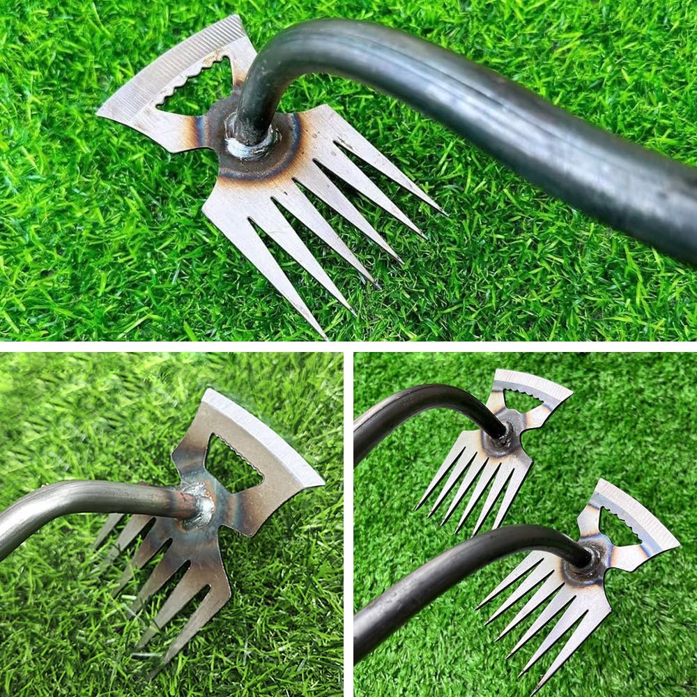 Gardening Hand Weeder Tools, 2024 New Weeding Artifact Uprooting Weeding Tool, Durable Manganese Steel Hand Weeder Tool, Manual Multifunctional Weeders Gardening Tools for Yard and Garden (5 Tines)