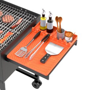 silicone grill mat compatible with blackstone, silicone griddle tools mat with drip pad, spatula mat for outdoor grill kitchen counter (orange)