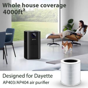 DAYETTE AP403 404 Replacement H13 HEPA Air Purifier Filter for CADR 600+ m³/h Air Purifier, Activated Carbon, Original