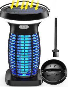 solar bug zapper outdoor, mosquito zapper indoor outdoor, electric fly zapper with camping lantern, waterproof mosquito traps, cordless mosquito killer lamp for patio, backyard, home, balcony