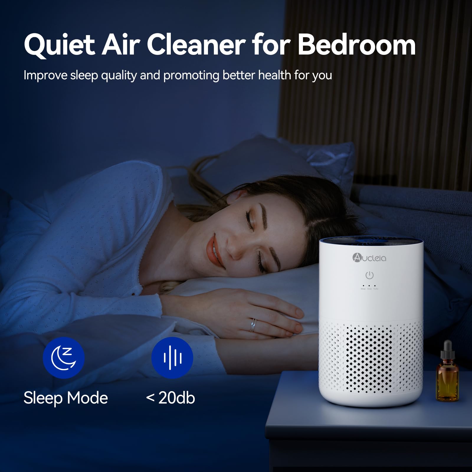 Air Purifiers for Bedroom up to 588 Ft², 20dB Bedroom Air Purifier for Small Room Removes Dust Pets Hair Smoke Odor with Aromatherapy Function(White)