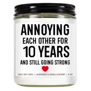 younift 10 years candle, 10 year anniversary, gifts for wife, husband, 10th anniversary, gifts for him, her, 10 year wedding anniversary, gifts for couples, funny gifts, 10 year tin anniversary